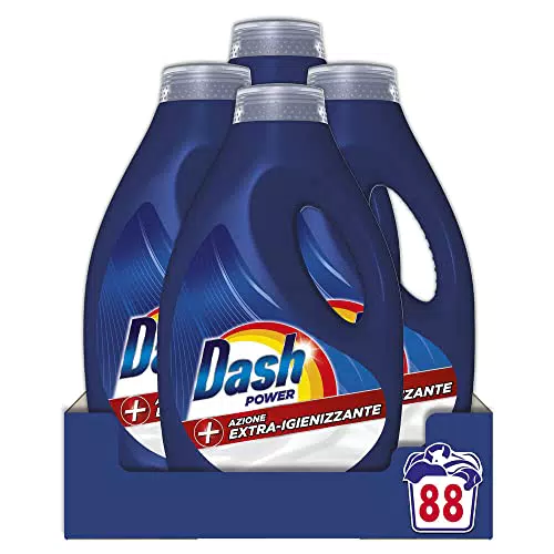 Dash Power Detersivo Liquido Lavatrice, 88 Lavaggi, Azione Extra-Igienizzante
