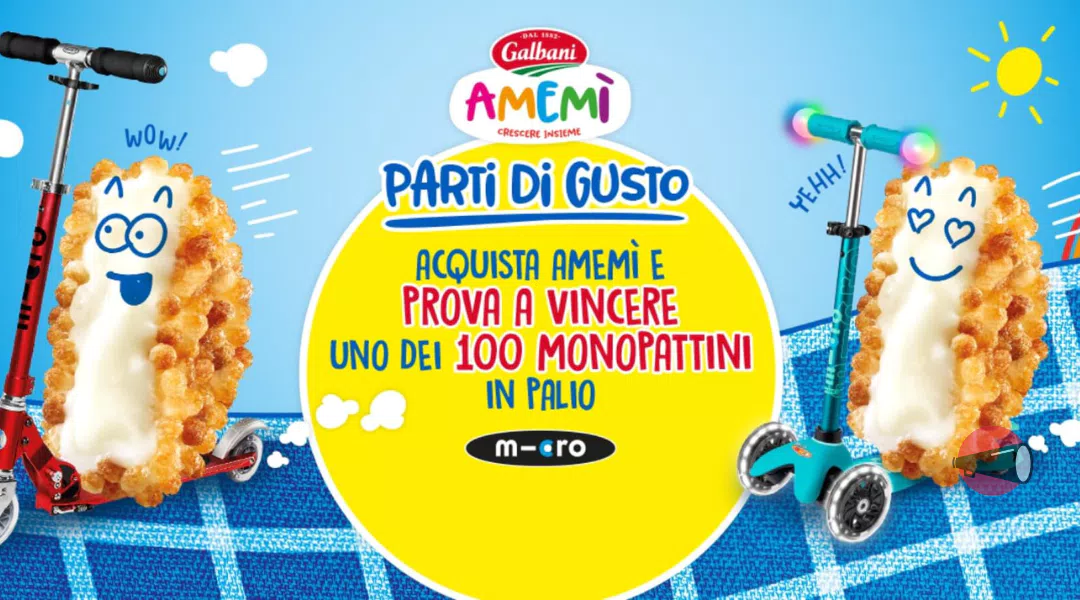 Concorso Amemì Galbani 2022: vinci 100 monopattini per bambino